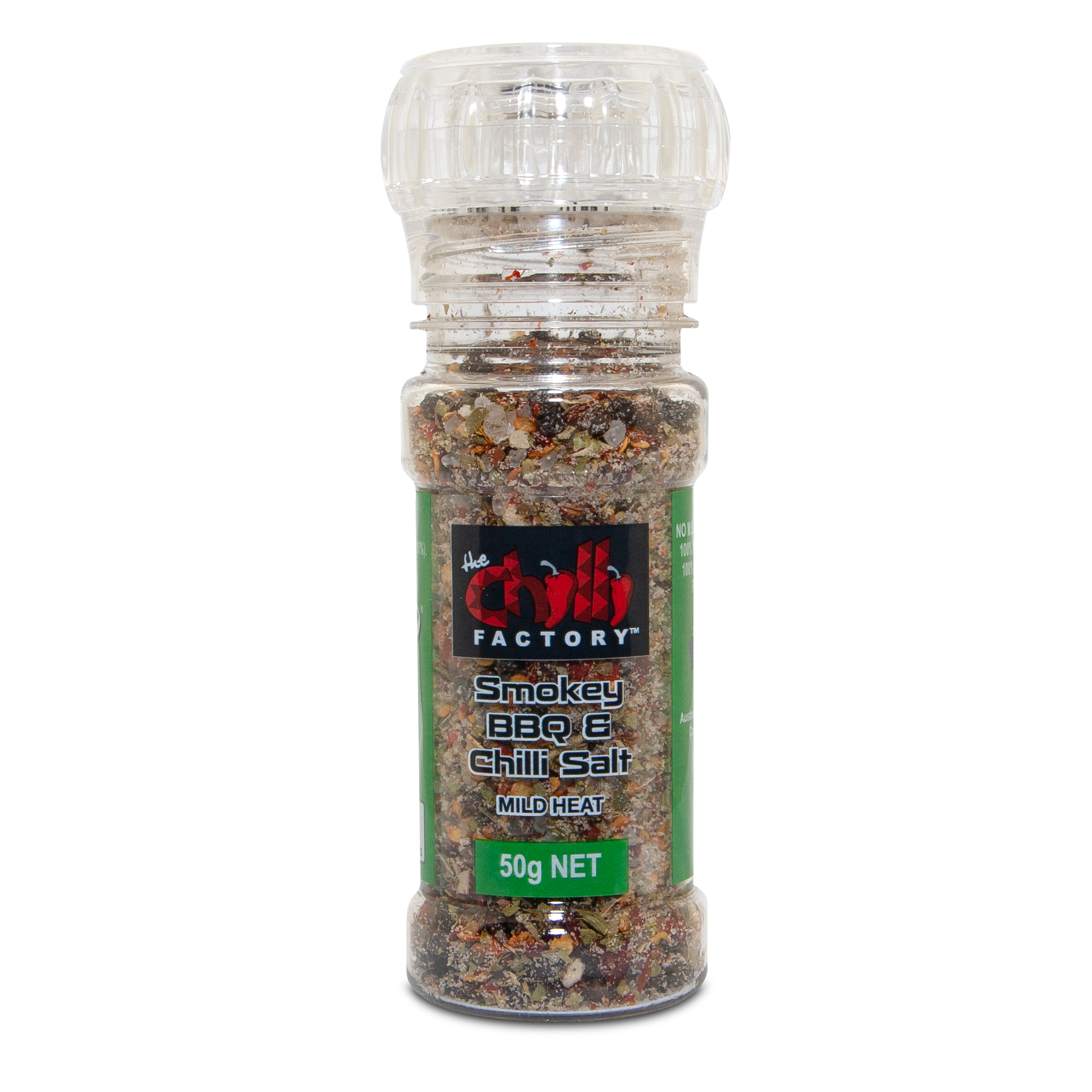 The Chilli Factory Salt Grinders - Smokey BBQ and Chilli Salt